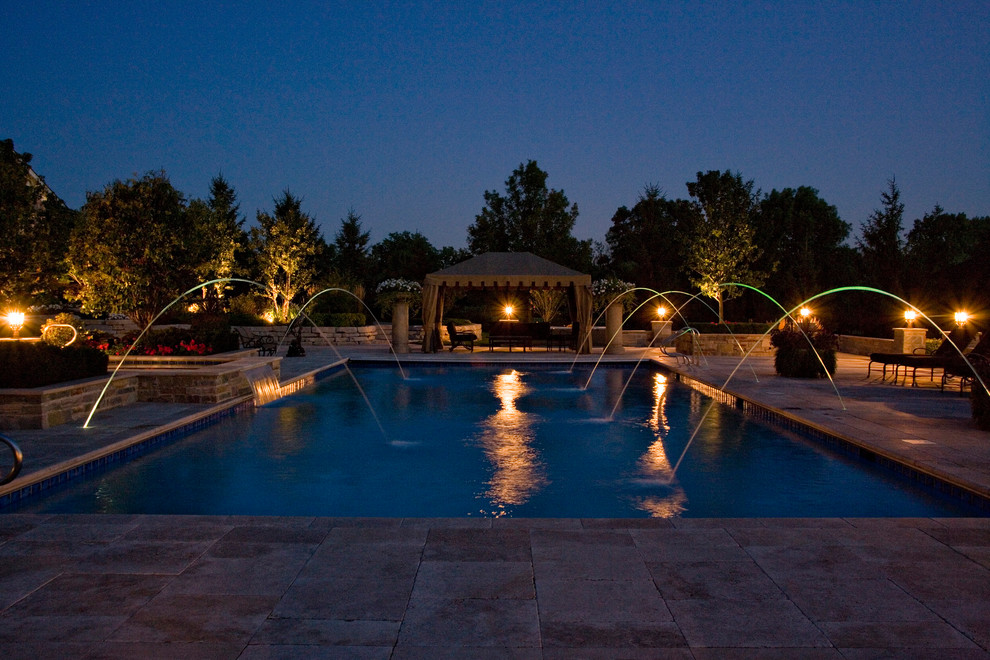 Lake Forest, IL Swimming Pool and Raised Hot Tub with Laminar Fountains ...