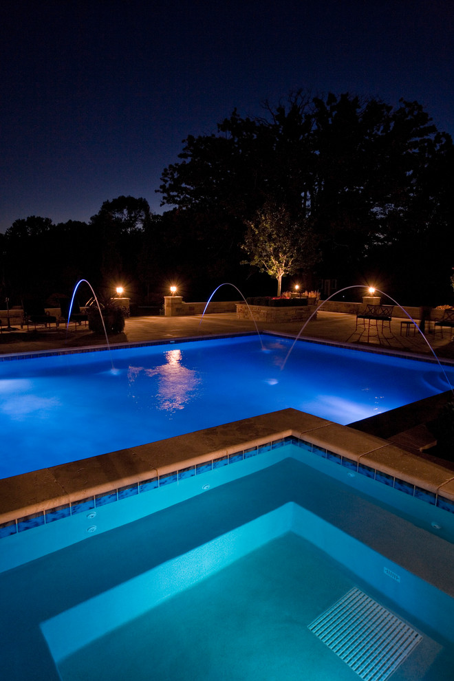 Lake Forest, IL Swimming Pool and Raised Hot Tub with Laminar Fountains ...