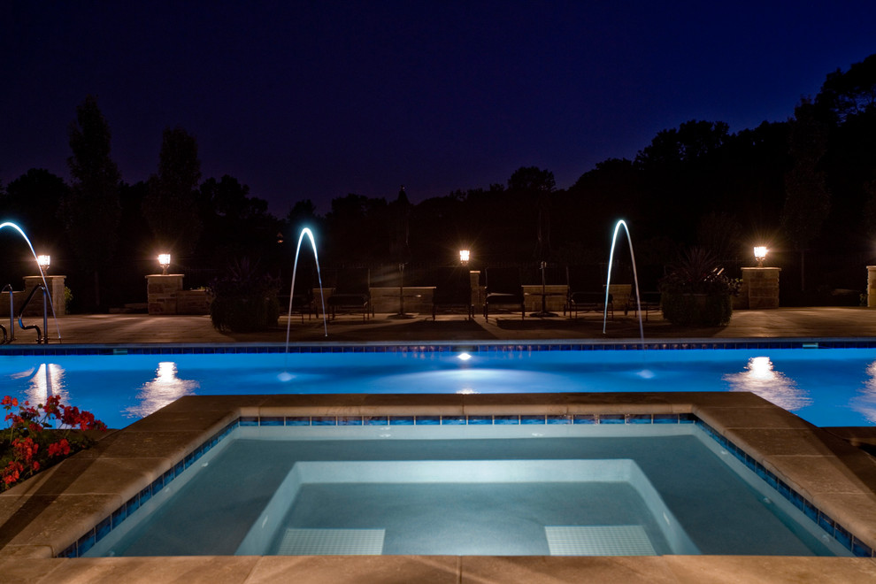 Lake Forest, IL Swimming Pool and Raised Hot Tub with Laminar Fountains ...