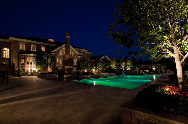 Lake Forest, IL Swimming Pool and Raised Hot Tub with Laminar Fountains ...