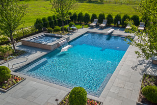 Lake Forest, IL Swimming Pool With Full Steps and Raised Spa With Sheer ...
