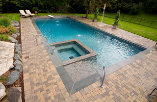 Lake Forest Pool with Custom Mosaic Tile Interior Spa - Traditional ...
