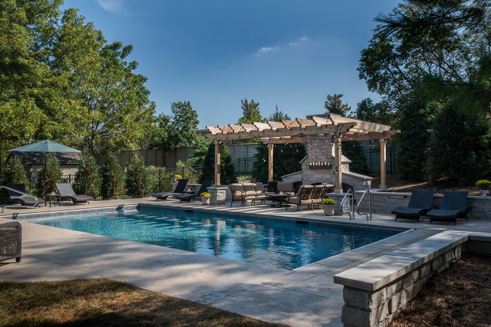 Lake Zurich, IL Swimming Pool, Pergola and Fireplace - Traditional ...