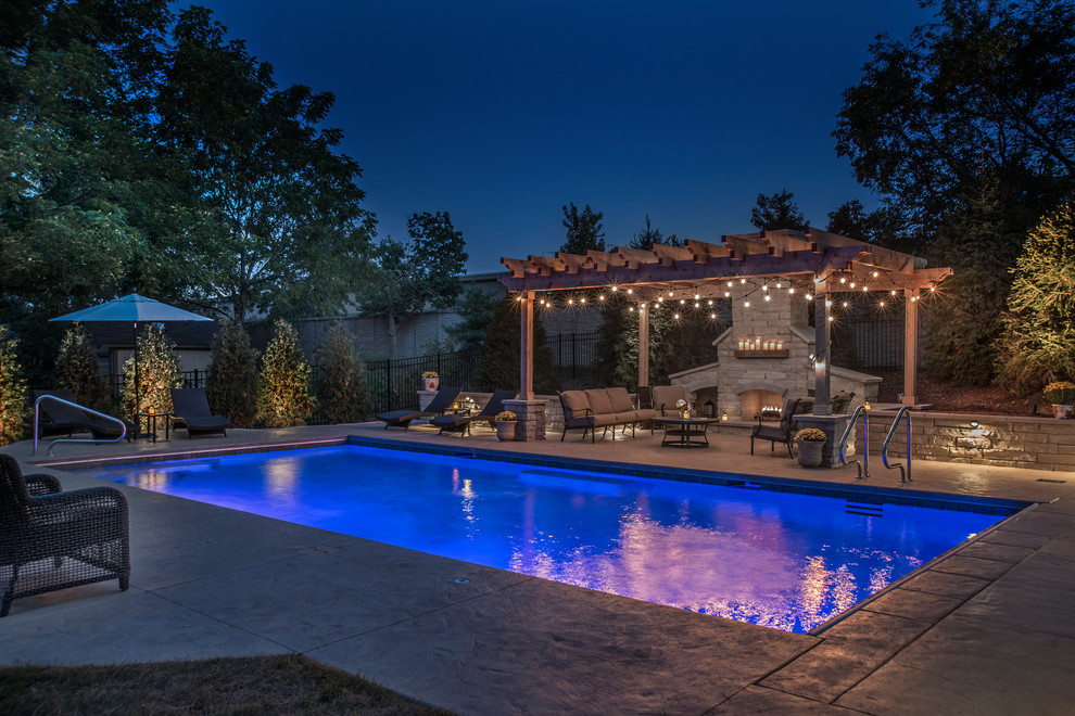 Lake Zurich, IL Swimming Pool, Pergola and Fireplace - Traditional ...