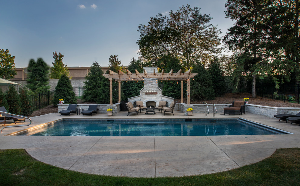 Lake Zurich, IL Swimming Pool, Pergola and Fireplace - Traditional ...