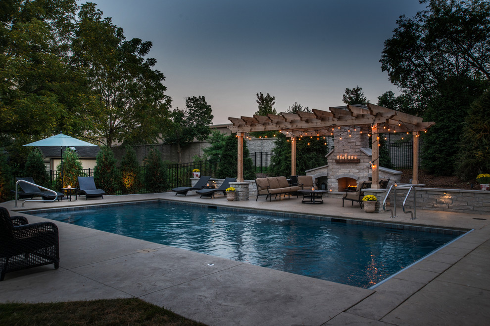 Lake Zurich, IL Swimming Pool, Pergola and Fireplace - Traditional ...