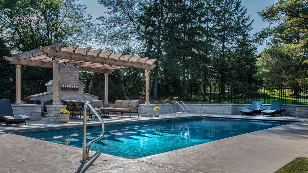 Lake Zurich, IL Swimming Pool, Pergola and Fireplace - Traditional ...