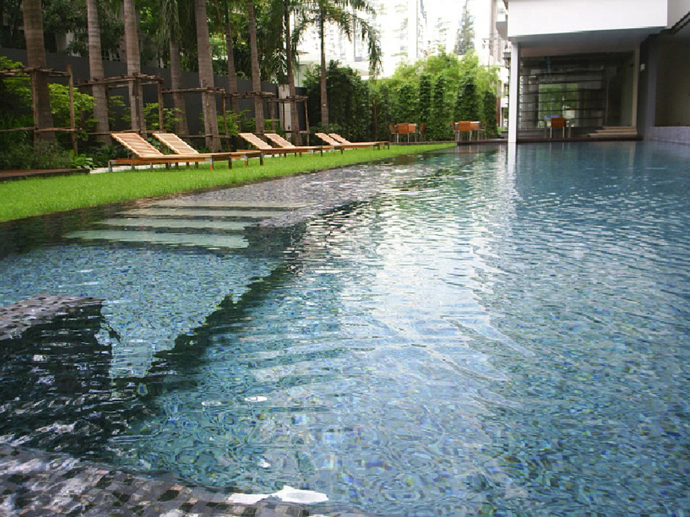 Large modern pool with custom mosac mix - Modern - Pool - Miami - by ...