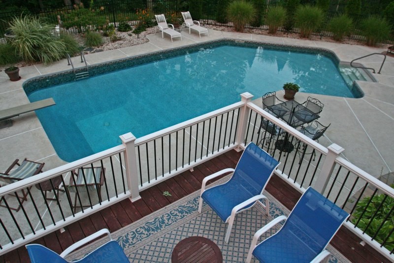 Lazy L Inground Pool with Diving Board - Pool - Boston - by Drewnowski ...