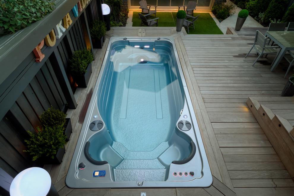 Leaside Swim Spa at Night - Beach Style - Pool - Toronto - by BonaVista ...