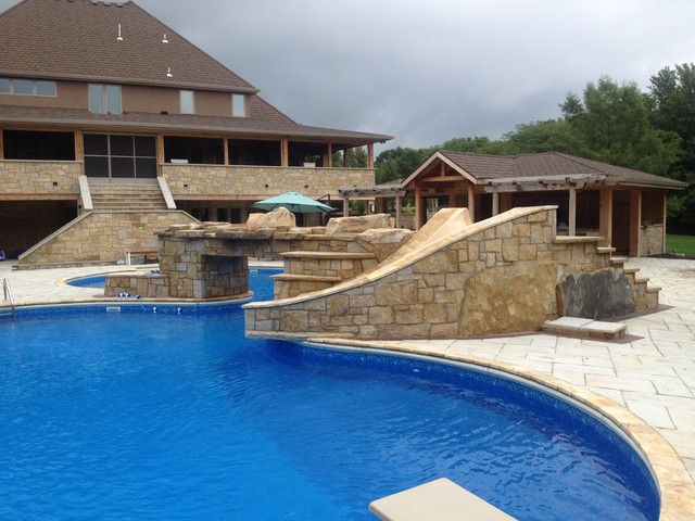 Lime Stone Estate - Rustic - Swimming Pool & Hot Tub - Kansas City - by ...