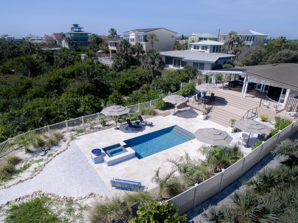 Linear Pool with Elevated Spa and Fire Bowl - Contemporary - Pool ...