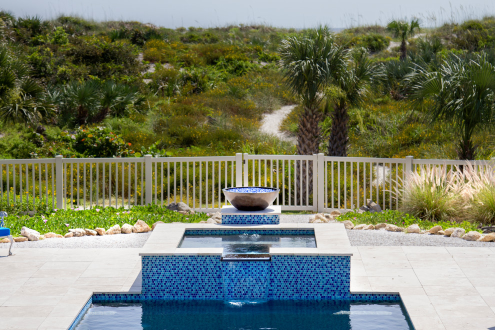 Linear Pool with Elevated Spa and Fire Bowl - Contemporary - Pool ...