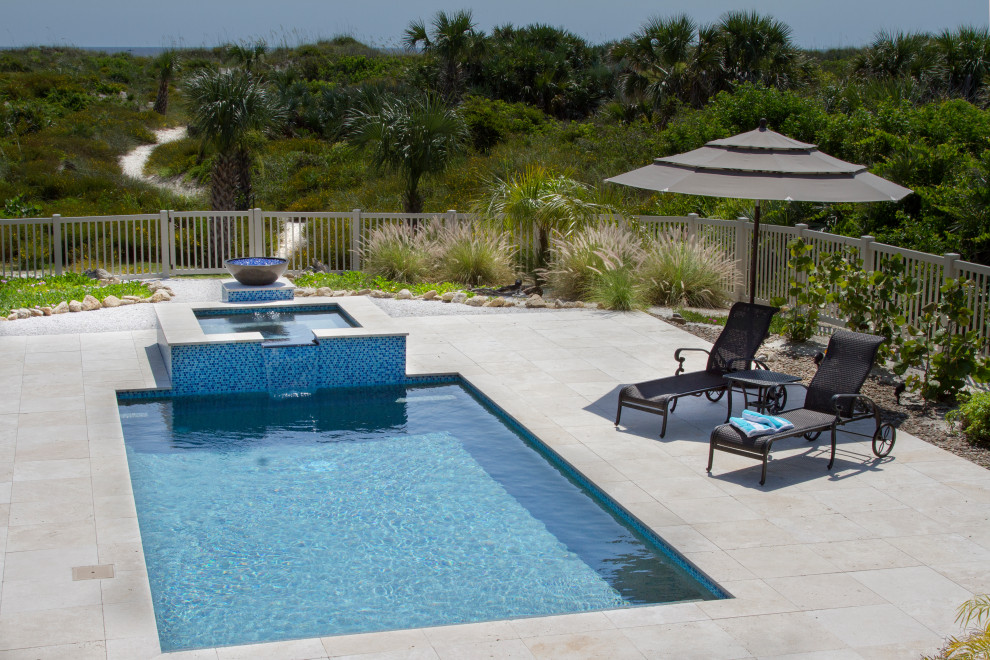 Linear Pool with Elevated Spa and Fire Bowl - Modern - Pools - Orlando ...