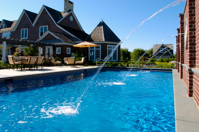 Long Grove, IL Swimming Pool with Raised Wall Water Feature ...