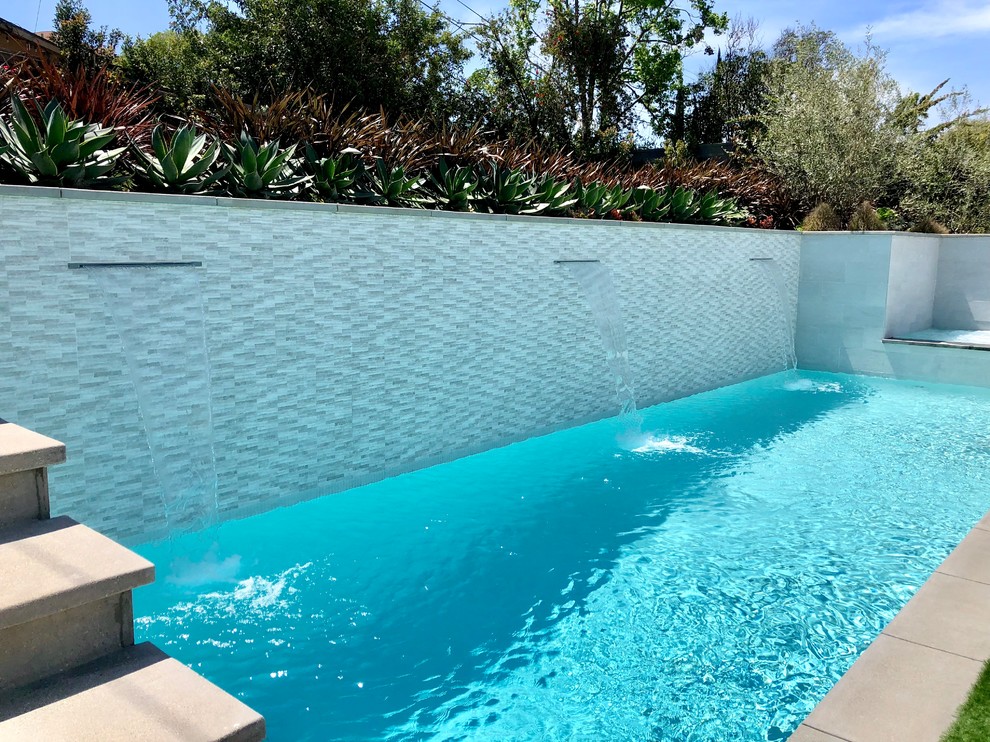 Los Angeles - Contemporary Black & White Rectangular Pool & Spa ...