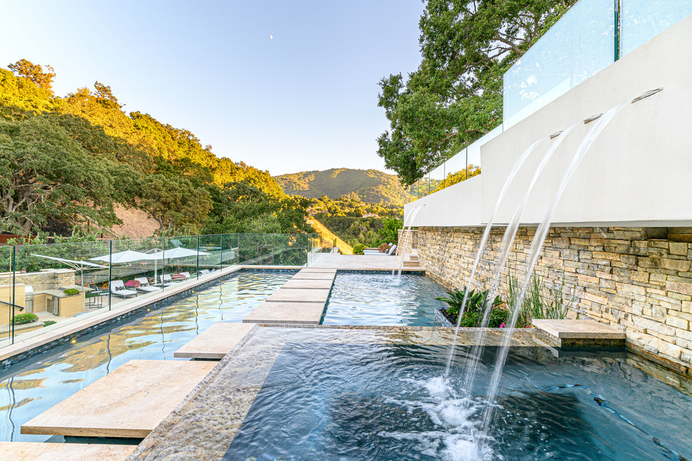 Luxury Pool With Falling Water Inspired by Frank Llyod Wright ...