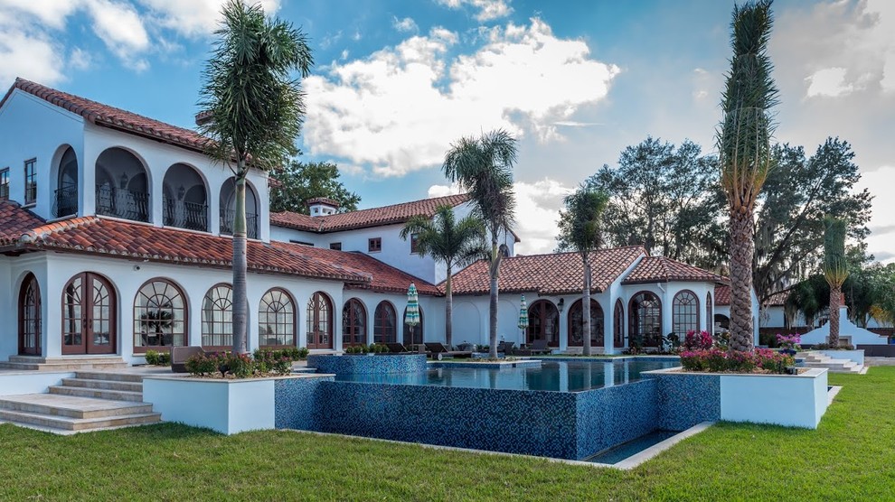 Luxury pool with Perimeter Overflow and Tile Interior -3 - Tropical ...