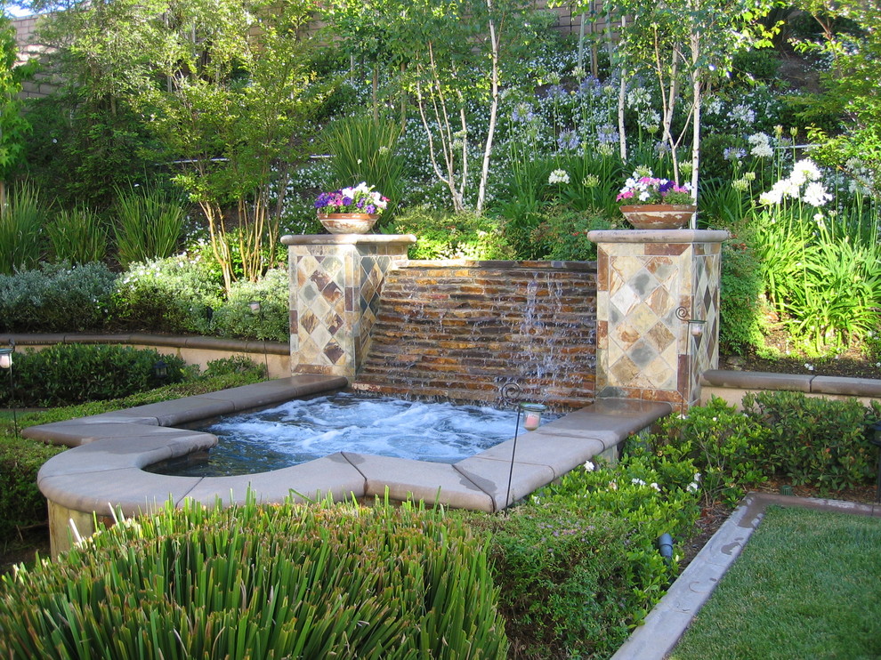 Mediterranean Waterfall Spa - Corona, CA - Traditional - Pool - Orange ...
