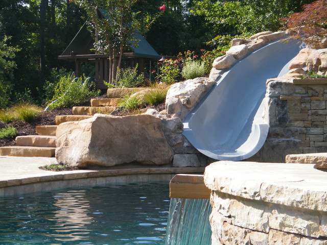 Milton Swimming Pool with Water-Slide - Traditional - Pool - Atlanta ...