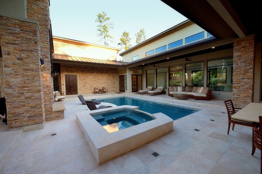 Modern House with Courtyard - Modern - Pool - Houston - by Mark W. Todd ...