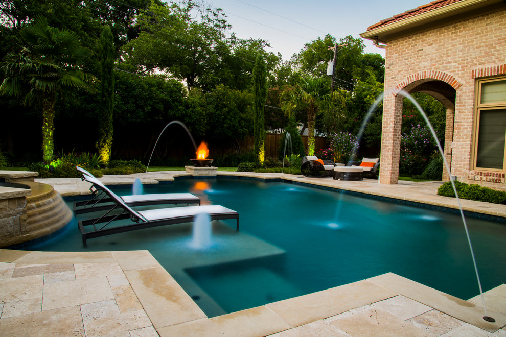 Modern Mediterranean Pool Courtyard - Mediterranean - Pool - Dallas ...