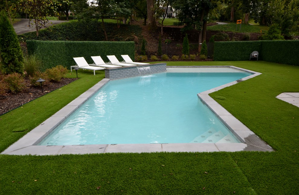 Modern Pool with Artificial Turf & Boxwood - Modern - Pool - Other - by ...