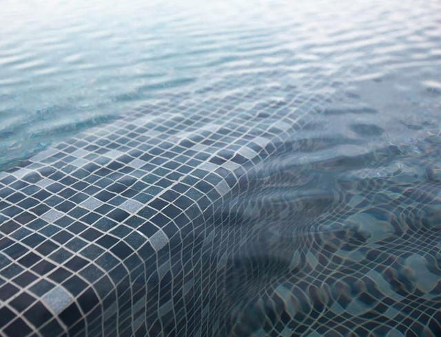 Modern Pool With Custom Recycled Glass Mosaic Mix Modern Pool