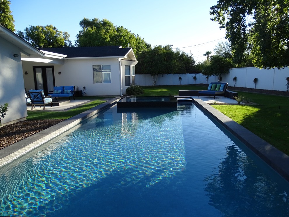 Modern Transitional Lap Pool and Glass Tile Spa - Scottsdale, Arcadia ...