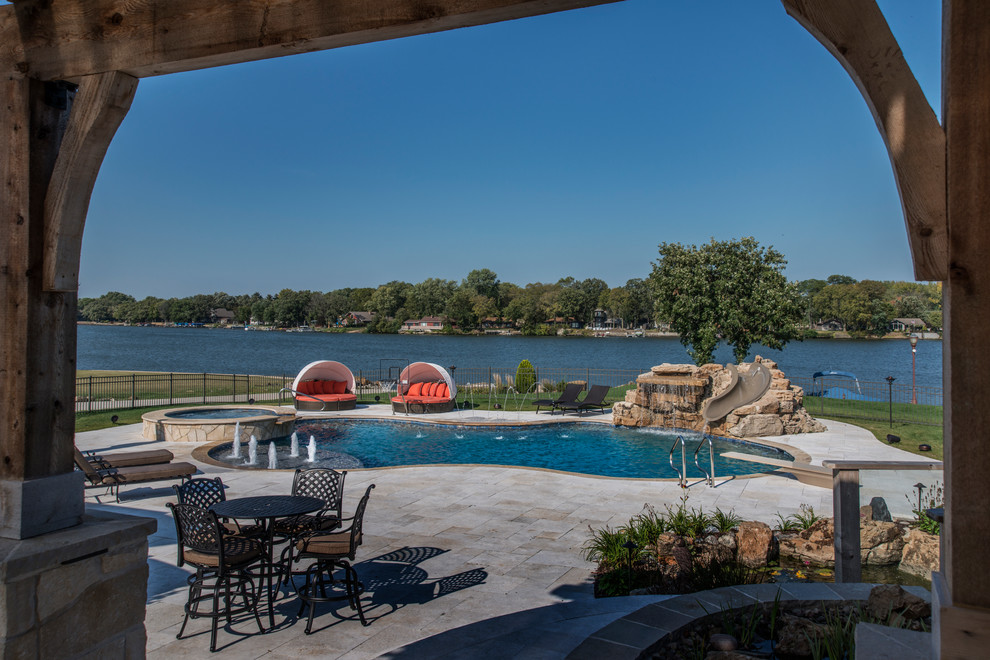 Morris, IL Freeform Swimming Pool and Hot Tub - Traditional - Pool ...