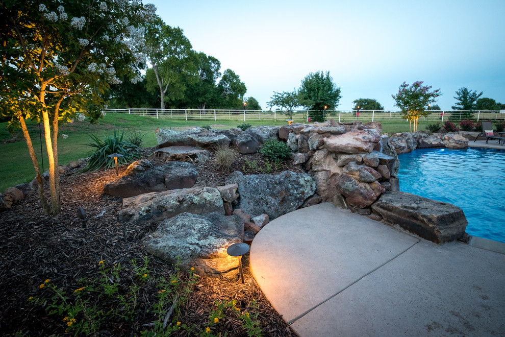 Moss Rock Boulder Staircase - Tropical - Pool - Dallas - by Allison ...