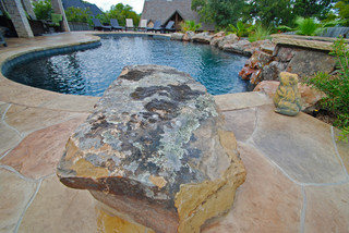 Moss Rock Diving Rock - Mediterranean - Pool - Dallas - by Allison ...