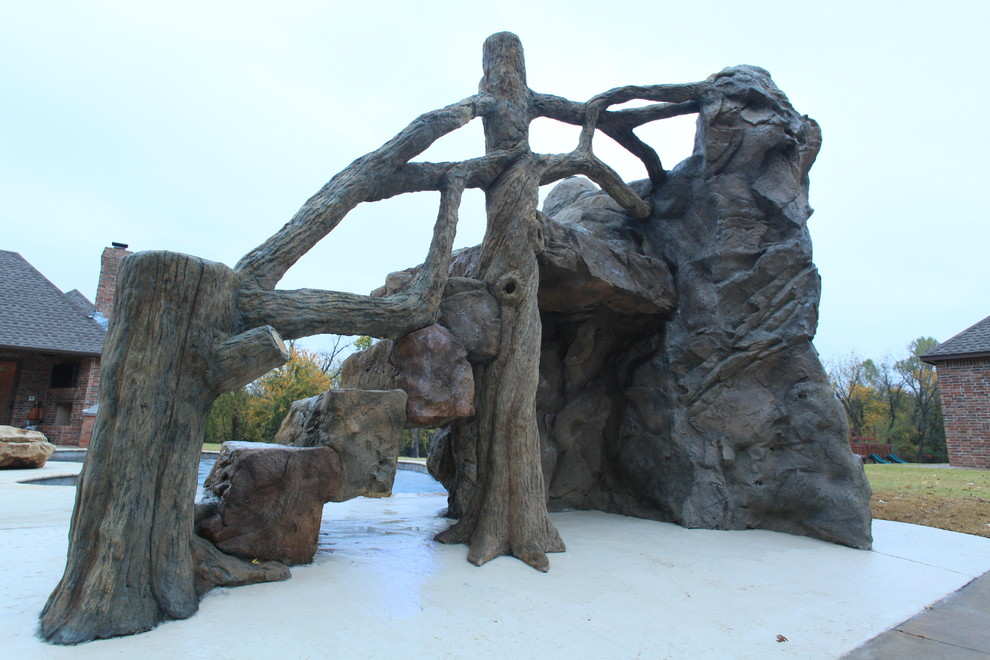 Mustang slide, and water feature - Traditional - Pool - Oklahoma City ...