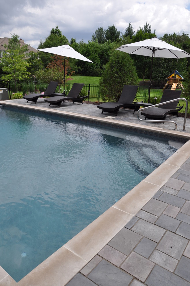 Naperville - Inground Pool Deck - Contemporary - Swimming Pool & Hot ...
