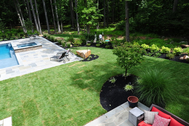 Natural Bluestone Rectangular Pool - Traditional - Swimming Pool & Hot ...