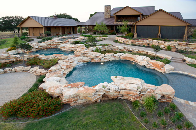 Natural Hill Country Multi Level Pools - Rustic - Pool - Dallas - by ...
