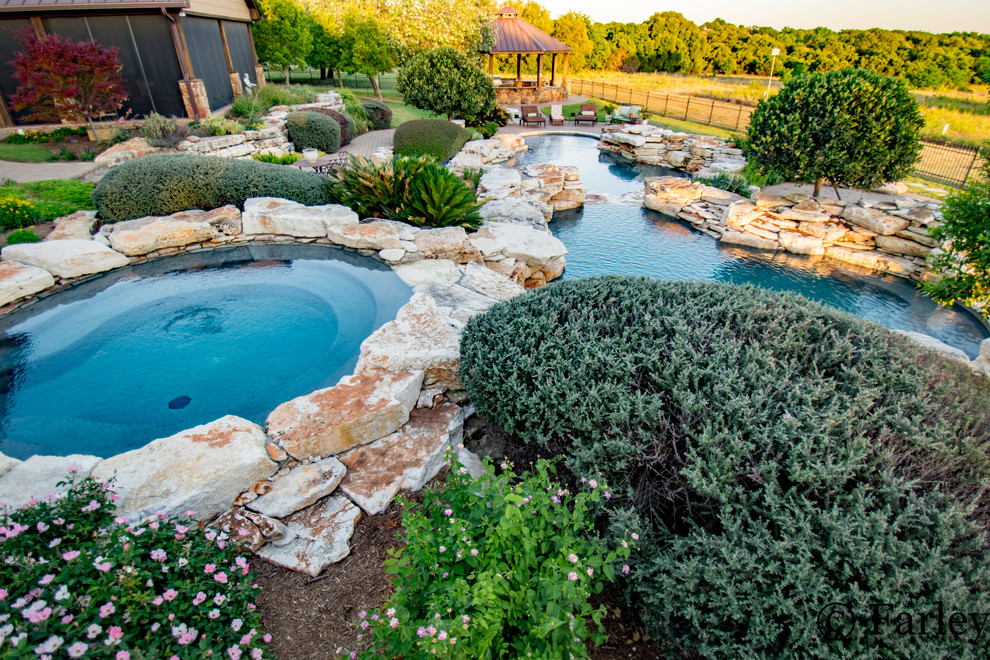 Natural Hill Country Multi Level Pools - Rustic - Pool - Dallas - by ...