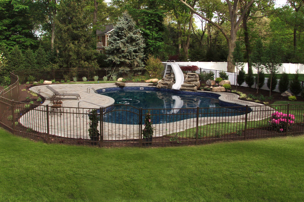 Natural Pool Design. Unilock Brussels Block. Melville, NY ...