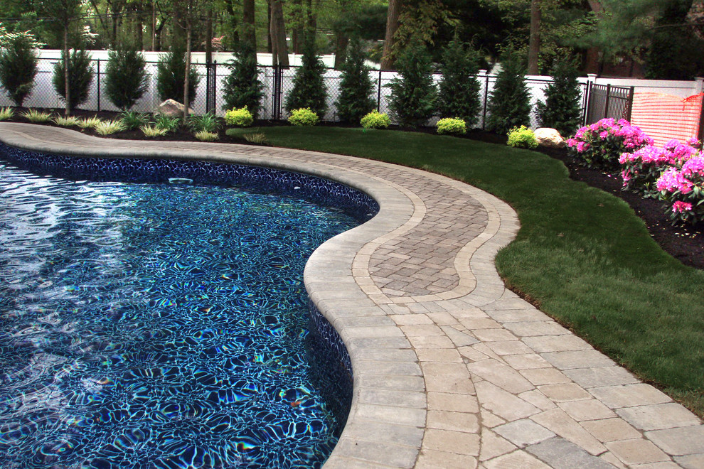 Natural Pool Design. Unilock Brussels Block. Melville, NY ...
