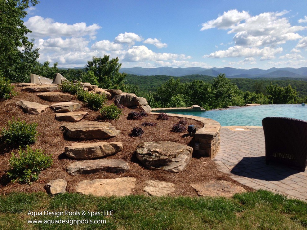 Natural Pool with Infinity Edge Waterfall Feature - Craftsman - Pool ...