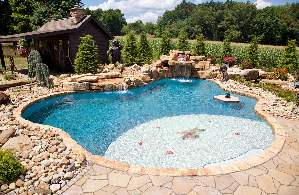 Natural Pool with Waterfall - Rustic - Pool - Other - by Burnett Pools ...