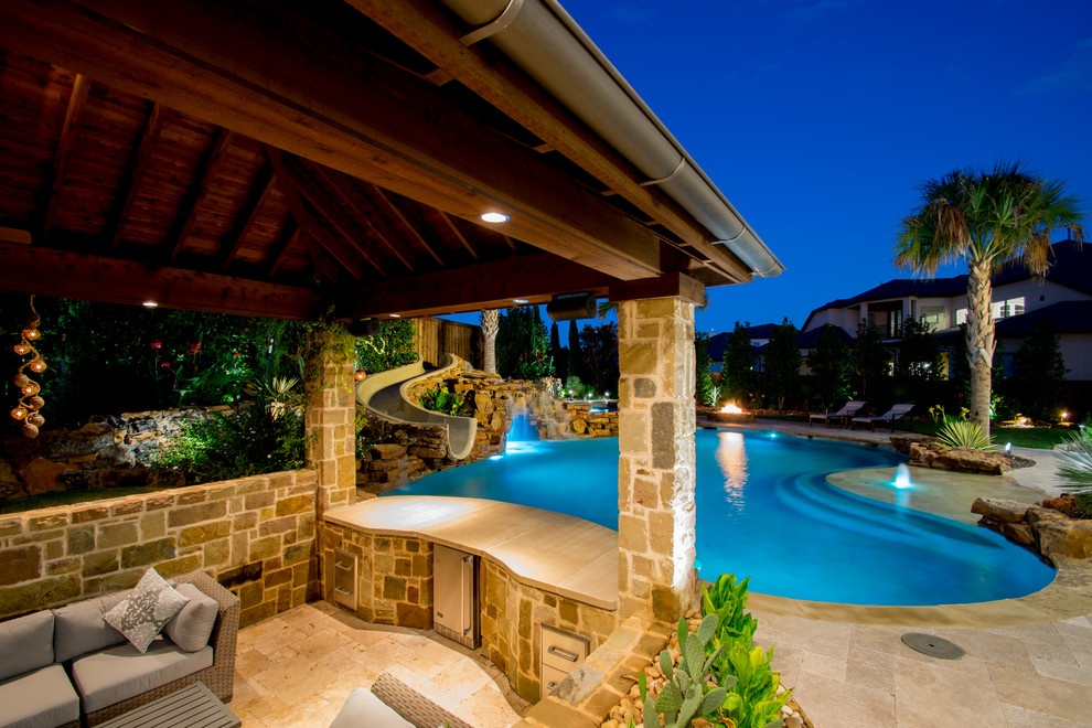 Natural Southlake Party Pool - Tropical - Pool - Dallas - by Mike ...