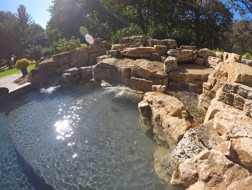 Natural Stone Outdoor Living Area - Rustic - Pool - Other - by C.E ...