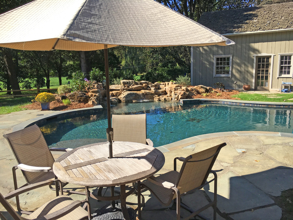 Natural Stone Outdoor Living Area - Rustic - Pool - Other - by C.E ...