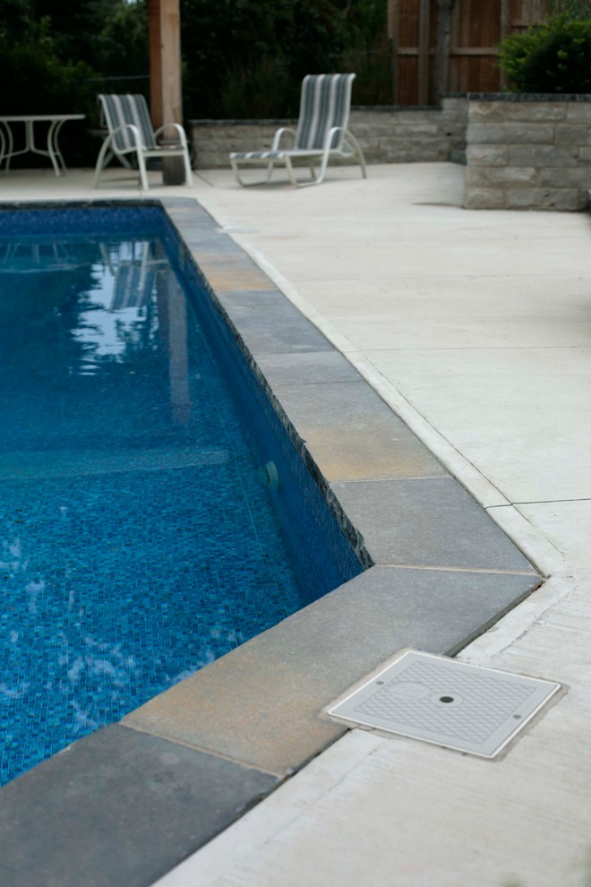 Natural Stone Pool Coping with Concrete - Traditional - Pool - Toronto ...