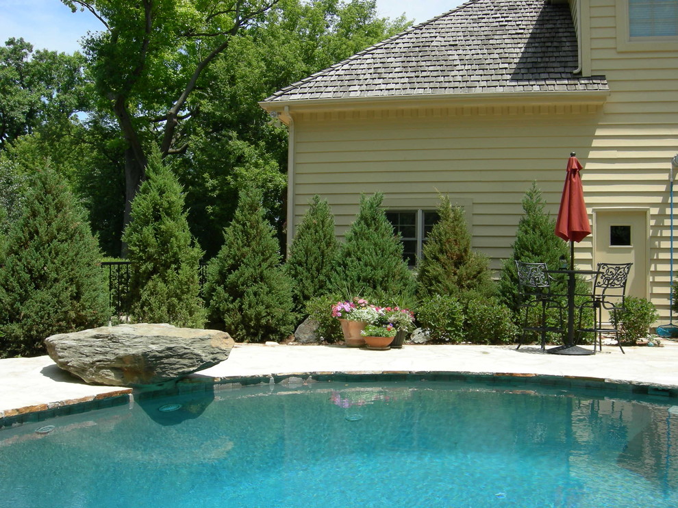 Natural Stone Pool Deck & Jumping Rock - Contemporary - Pool - Chicago ...