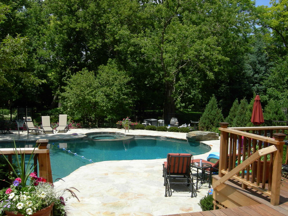 Natural Stone Pool Deck & Jumping Rock - Contemporary - Swimming Pool ...