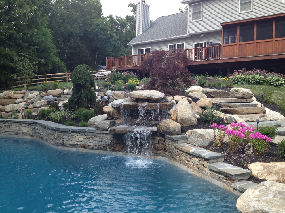 Natural Stone Waterfall - Traditional - Pool - New York - by Neave ...