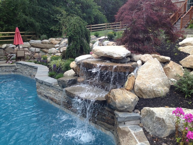 Natural Stone Waterfall - Traditional - Pool - New York - by Neave ...