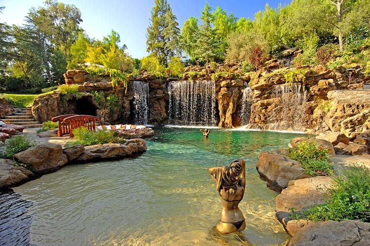 Naturalistic Pools with Grotto - Tropical - Swimming Pool & Hot Tub ...